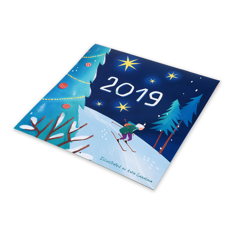 Lovely literary cartoon style wall calendar printing